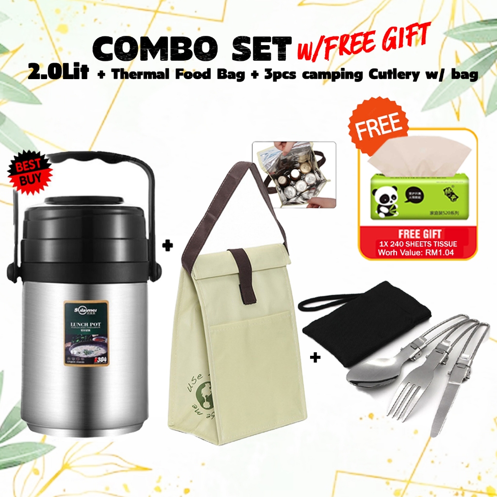 304 Stainless Steel Thermal Heat Insulation Hot Lunch Pot Box Thermos ...