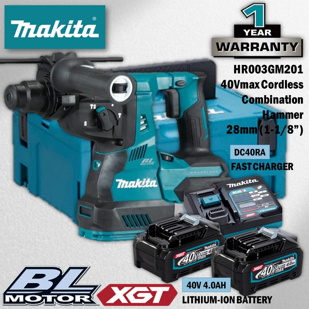 MAKITA HR003GZ / HR003GM201 40Vmax Cordless Combination Hammer 28MM (1-1/8") | Shopee Malaysia