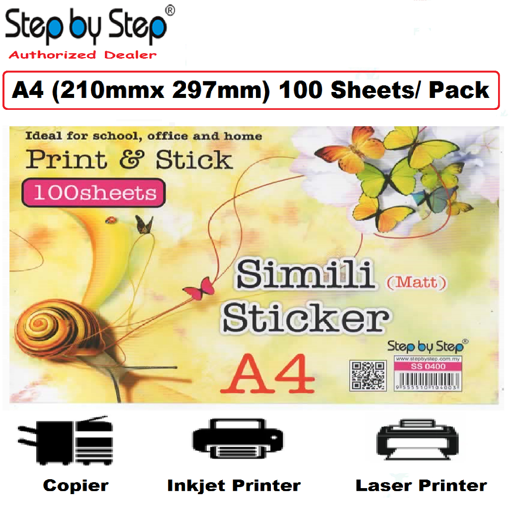 SBS A4 Simili Matt Label Sticker Paper, 100 Sheets Printable Self ...