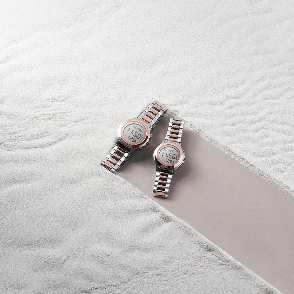 BURUJ ADAM HAWA Set Couple Stainless Steel Jam Kiblat Waktu Solat Tulis ...