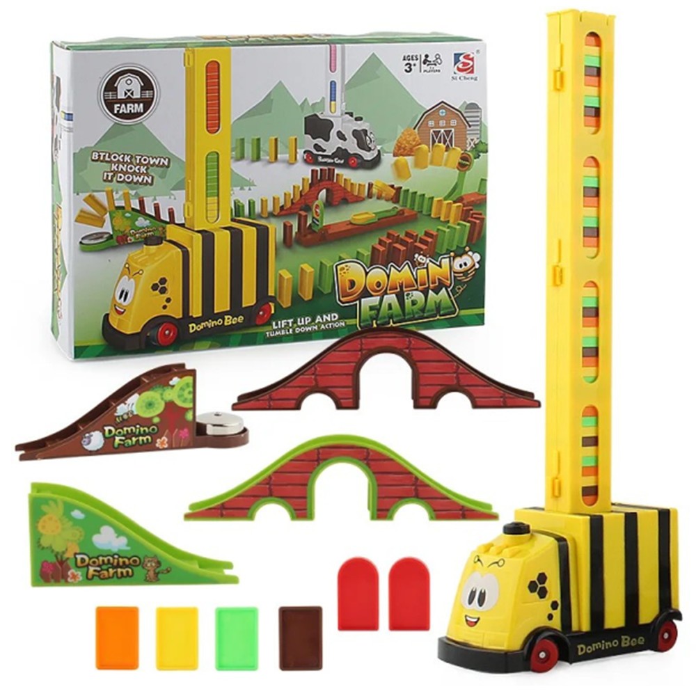 Domino Toy Domin Farm Simulation Domino Blocks With Train For Kids 107 ...