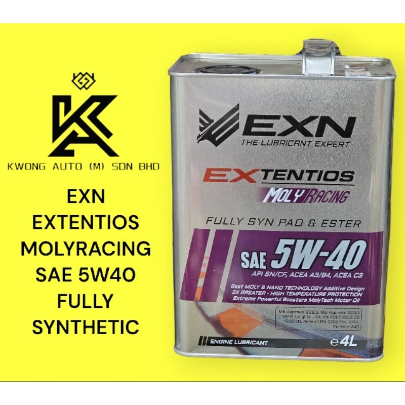 GENUINE EXN EXTENTIOS MOLY RACING SAE 5W40 FULLY SYNTHETIC BEST MOLY ...