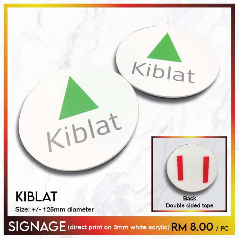 Kiblat Acrylic Sign 125mm Diameter -PM | Shopee Malaysia