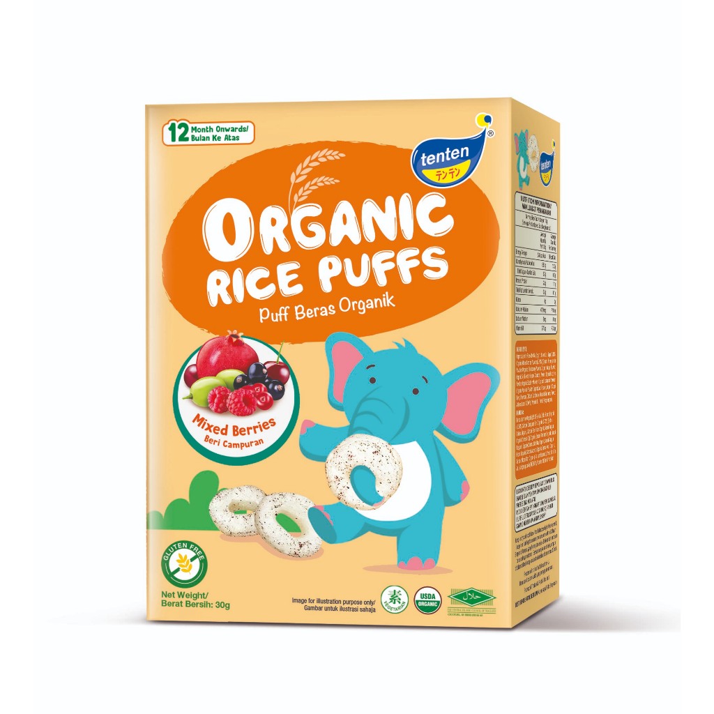 Tenten Organic Rice Puffs - Mixed Berries 30G | Shopee Malaysia
