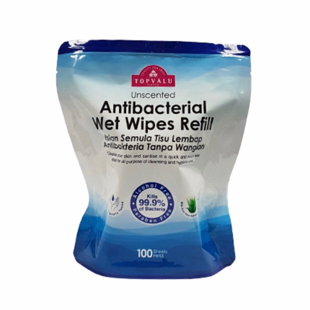 TOPVALU Unscented Antibacterial Wet Wipes 100Pcs Aeon Wet Tissue Tisu Lembab 抗菌湿纸巾 Alcohol ...