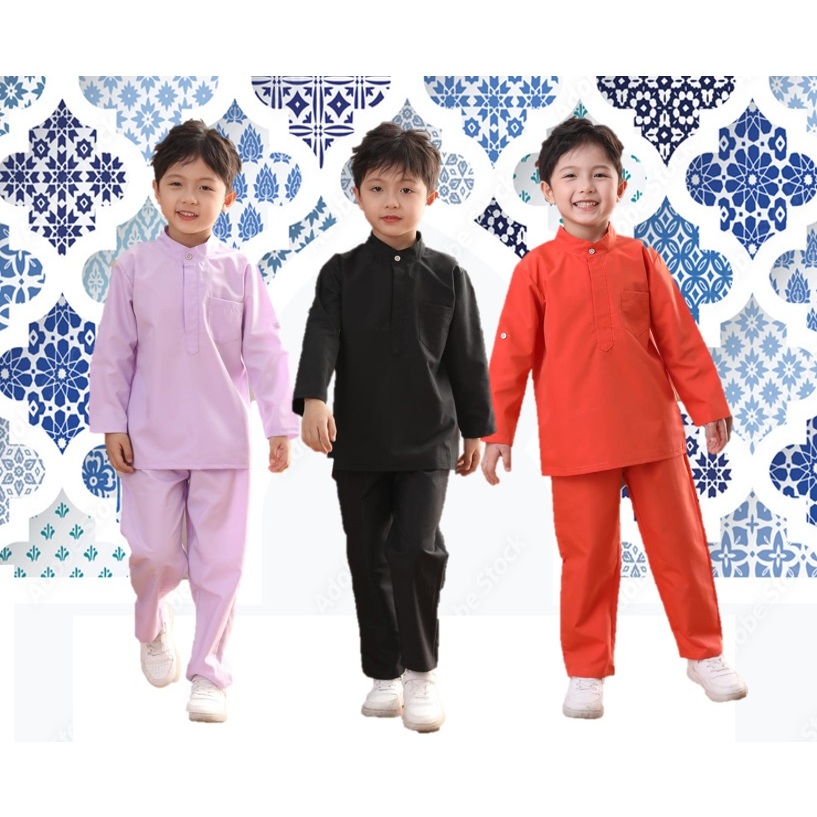 2024 BAJU HARI RAYA COOL ELVES Baju Melayu Moden Lilac Oren Hitam Budak ...