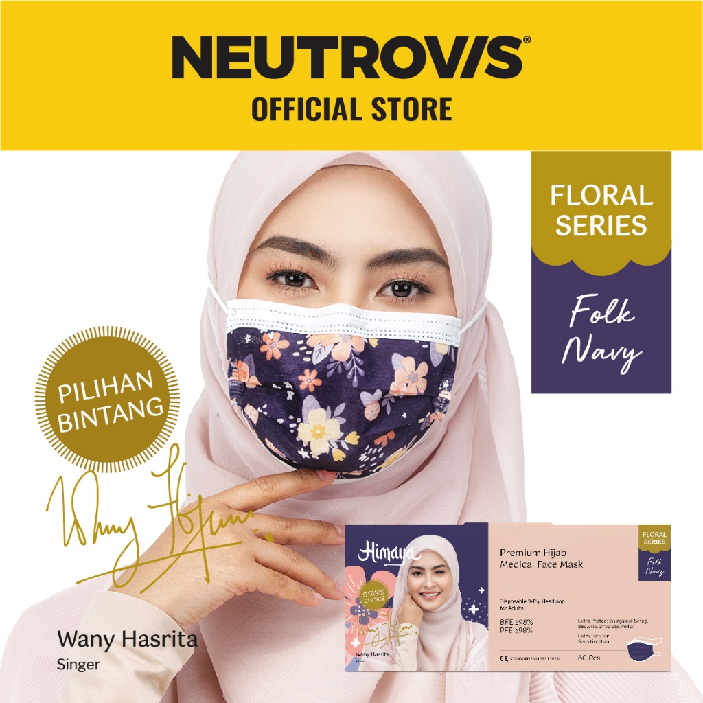 Himaya 3-Ply Hijab Premium Medical Face Mask - Folk Navy (HIMAYA ...