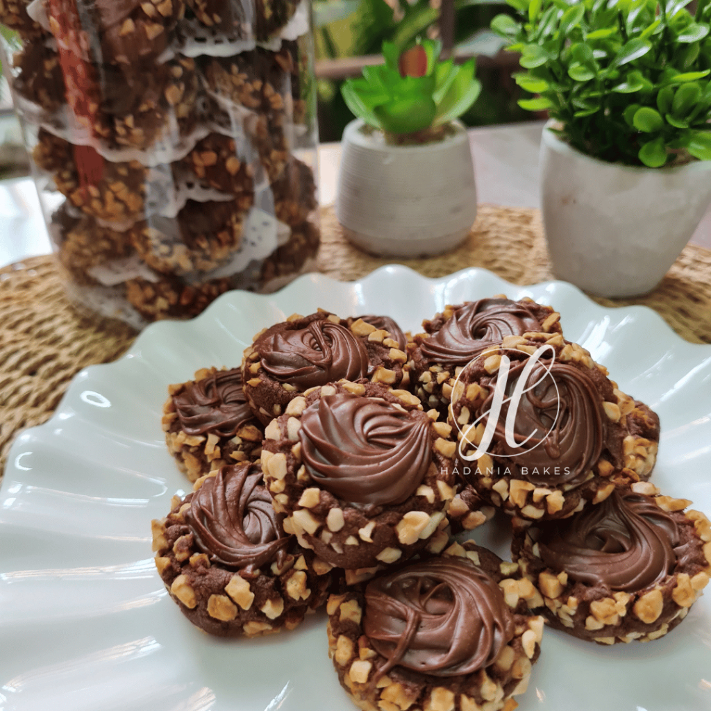Hadania Bakes Nutella Button Premium cookies Eggless Cookies Biskut ...