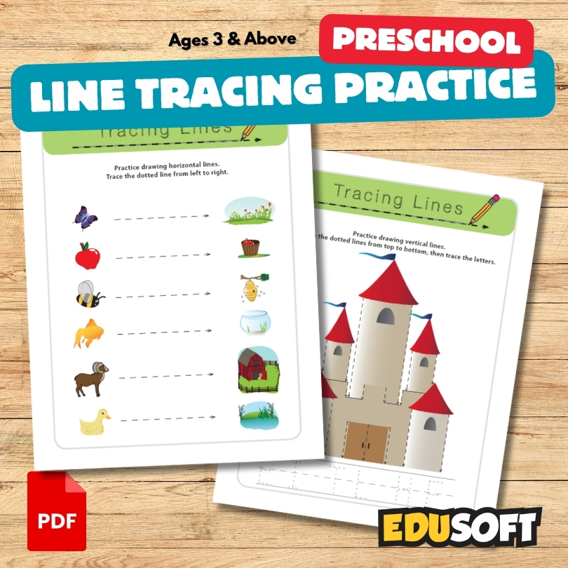 [ Soft Copy/ PDF ] Printable Preschool Line Tracing Practice | Letter ...