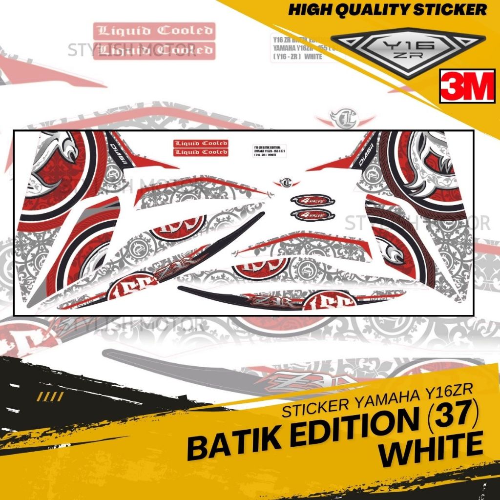 Yamaha Y16zr [ 3M Sticker ] Batik Edition (37) Red White Motorcycle ...