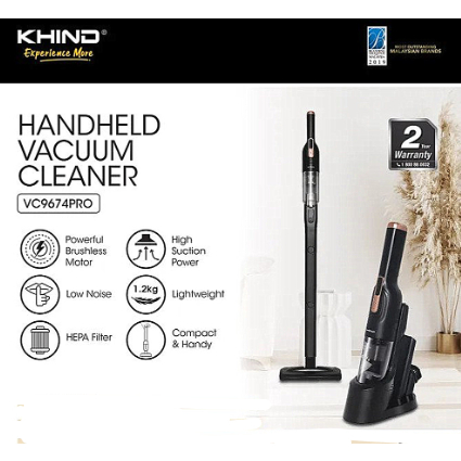 KHIND Rechargeable Cordless Vacuum Cleaner Stick & Handheld Vacuum 2 In ...