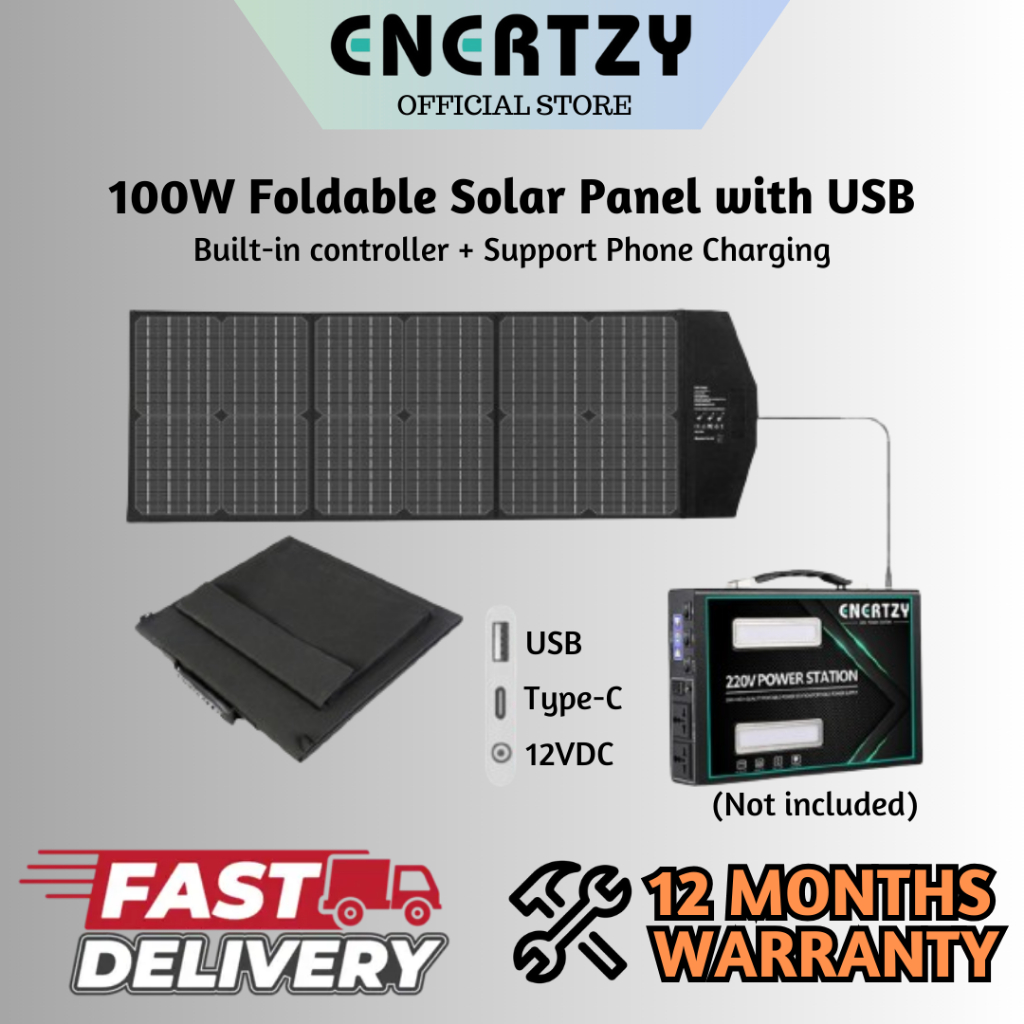 【𝗥𝗶𝗻𝗴𝗮𝗻】ENERTZY 100W/120W Foldable Solar Panel Sun Power Solar Cells ...