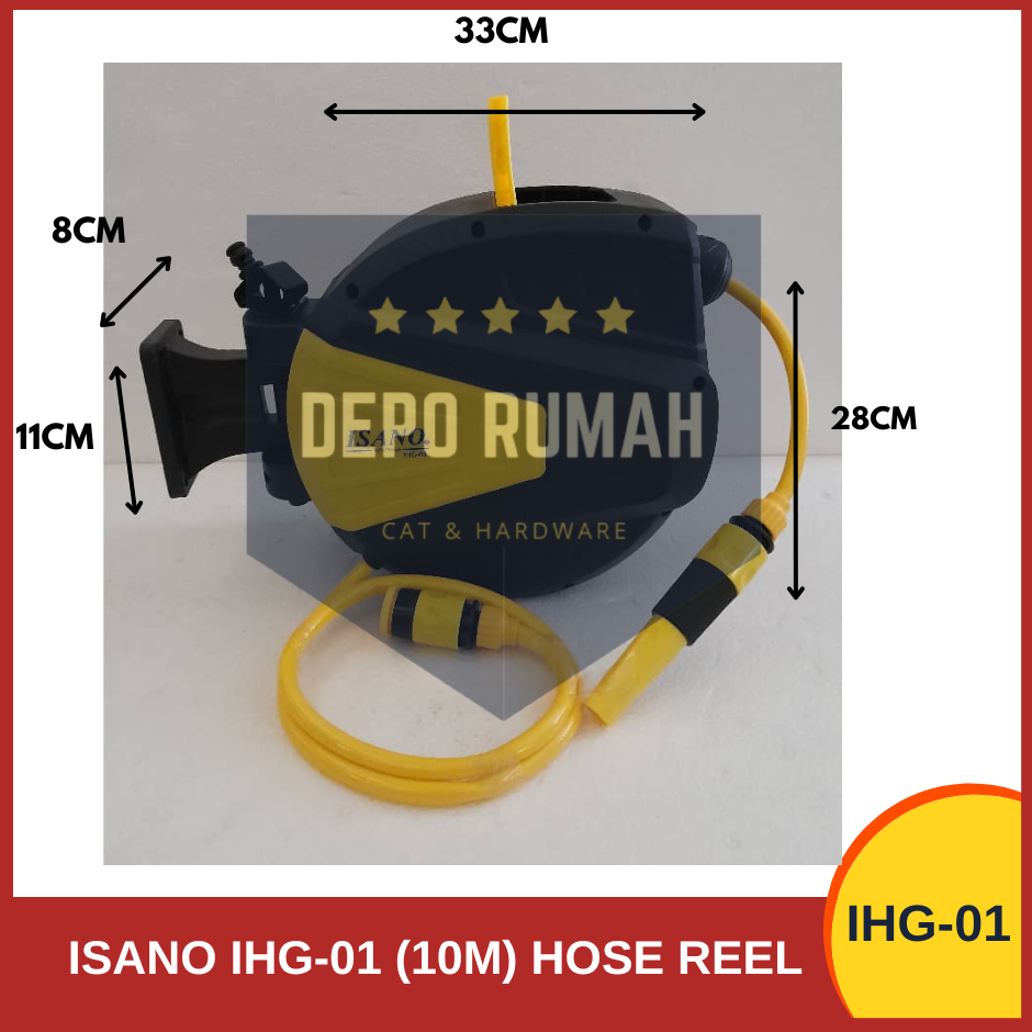 ISANO 10M & 20M Wall Mounted Automatic Reel Retractable Water Hose Reel ...