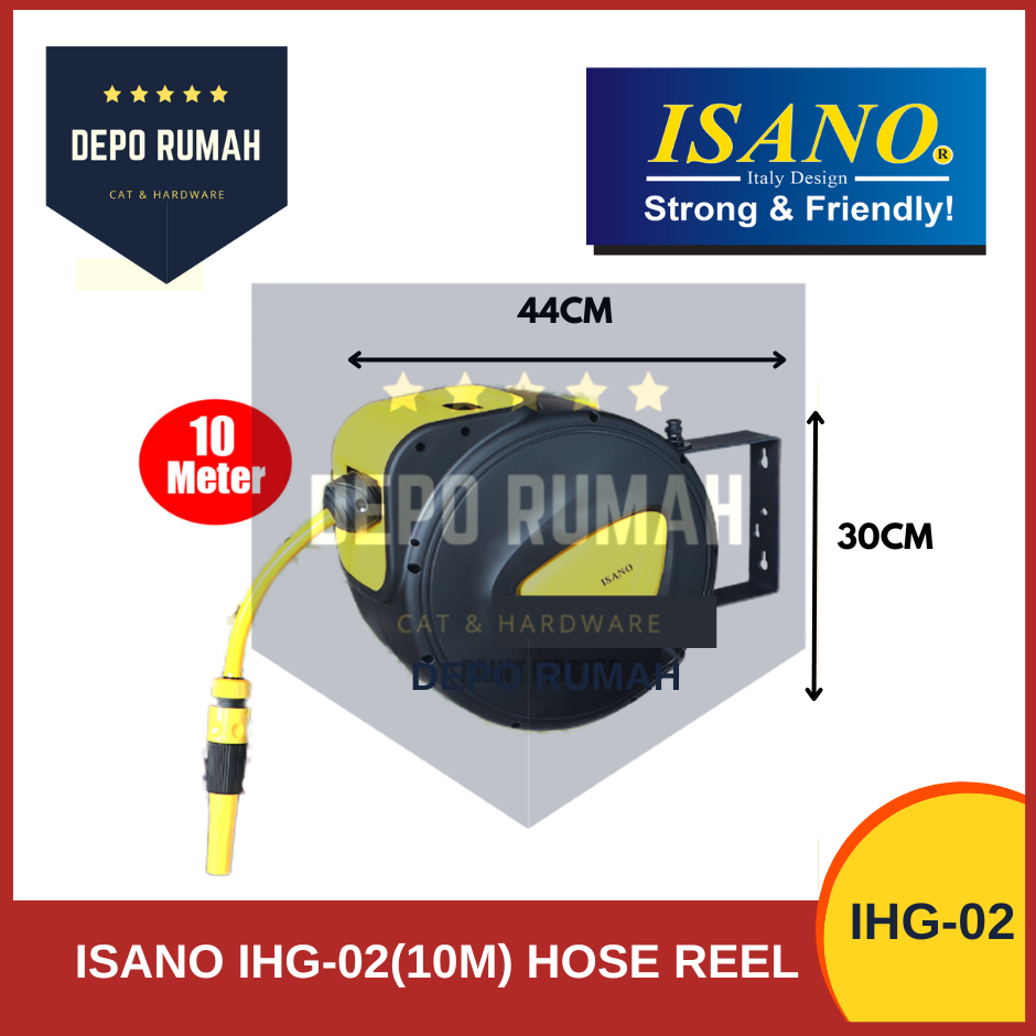 ISANO 10M & 20M Wall Mounted Automatic Reel Retractable Water Hose Reel ...