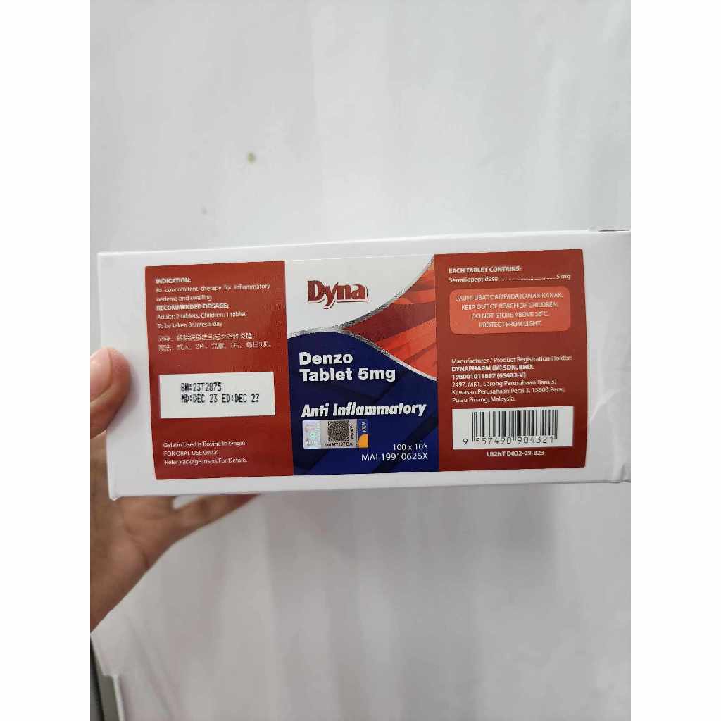 Denzo 5mg Tablet (Serratiopeptidase) Ubat Surut Bengkak Gusi Gigi ...