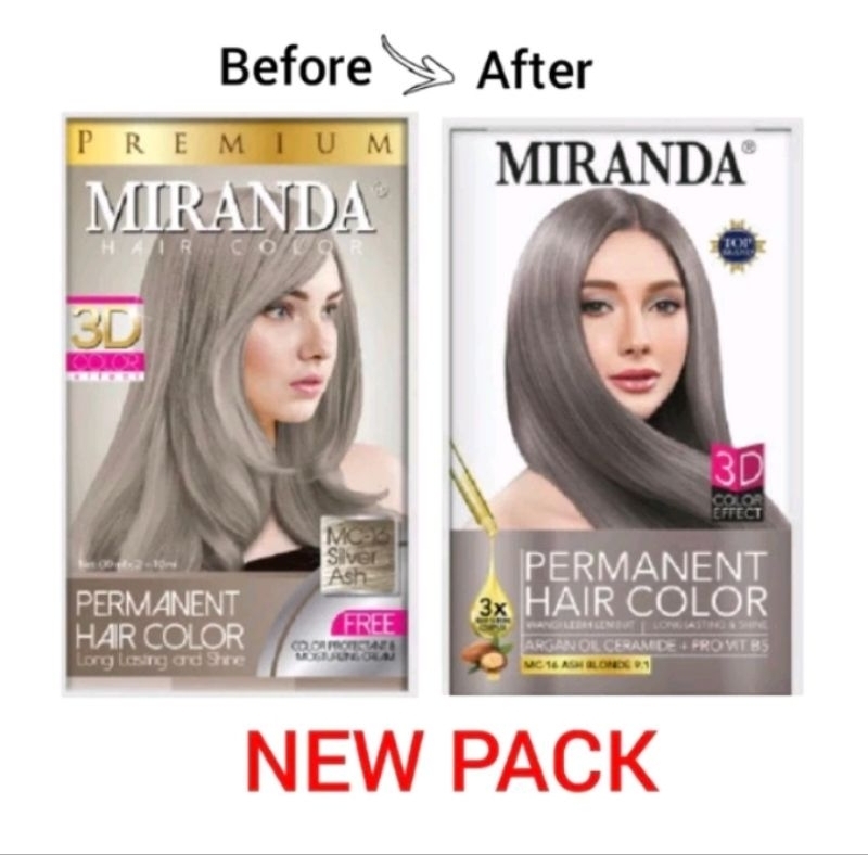 Pewarna rambut permanen MIRANDA MC 16 Ash Blonde Grey (silver) | Shopee ...