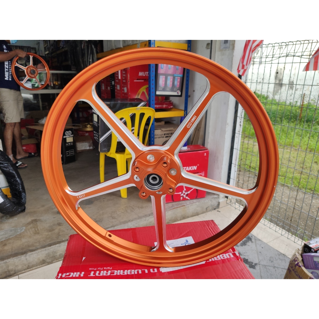 RIM ENKEI FG505 YAMAHA LC135 4S ORANGE WITH BEARING AND BUSH (CLEAR ...