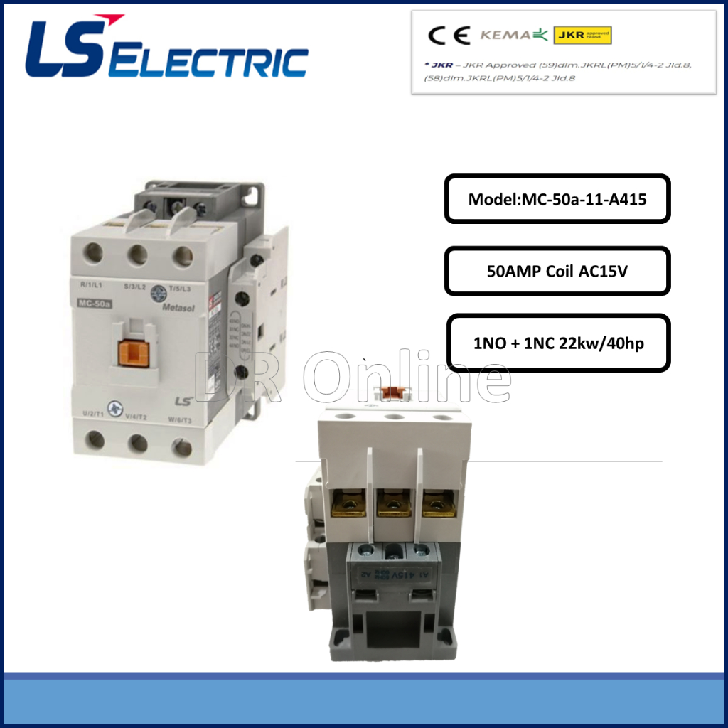 LS CONTACTOR 50A 22KW/40HP ~ 50A ~ 1NO+1NC ~ 110VAC,24VAC,240VAC,415VAC (MC-50a) | Shopee Malaysia