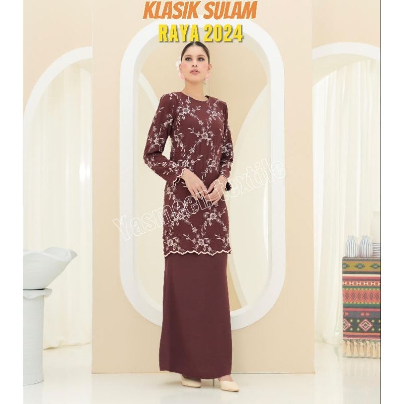 Raya 2025 Baju Kurung Moden Kain Sulam Premium Cey Italian Crepe ...