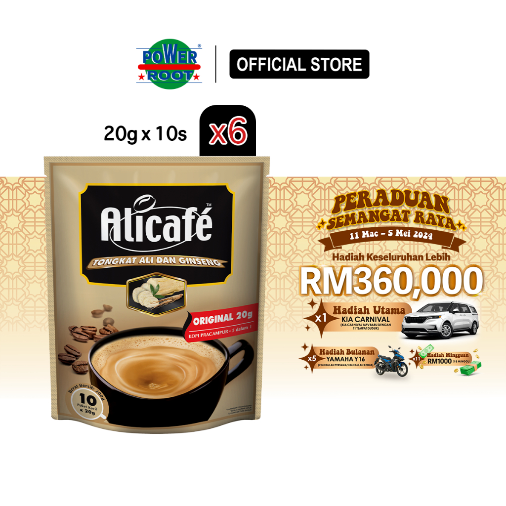 Alicafe Tongkat Ali & Ginseng Original (20g x 10 Sachets/6 Packs ...
