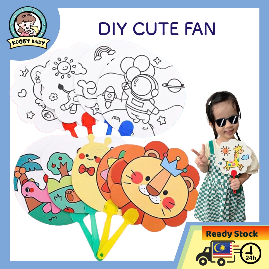KOGGY DIY Cute FAN Coloring Kipas Warna Art Craft Toy Early Learning ...