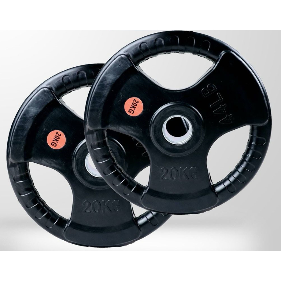 20KG Olympic Weight plates 5cm Rubber Coated Iron Plates Tri Grip ...