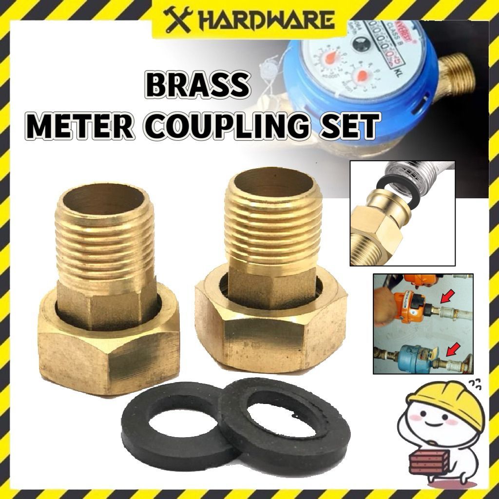 BRASS METER COUPLING SET/(2PCS/PAIR)/WATER METER COUPLING/WATER METER ...
