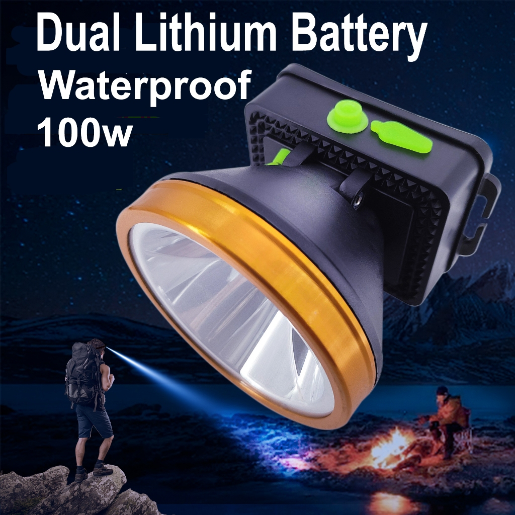 Lampu Kepala Head Lamp (putih) ( Waterproof ) 100w Rechargeable LED ...