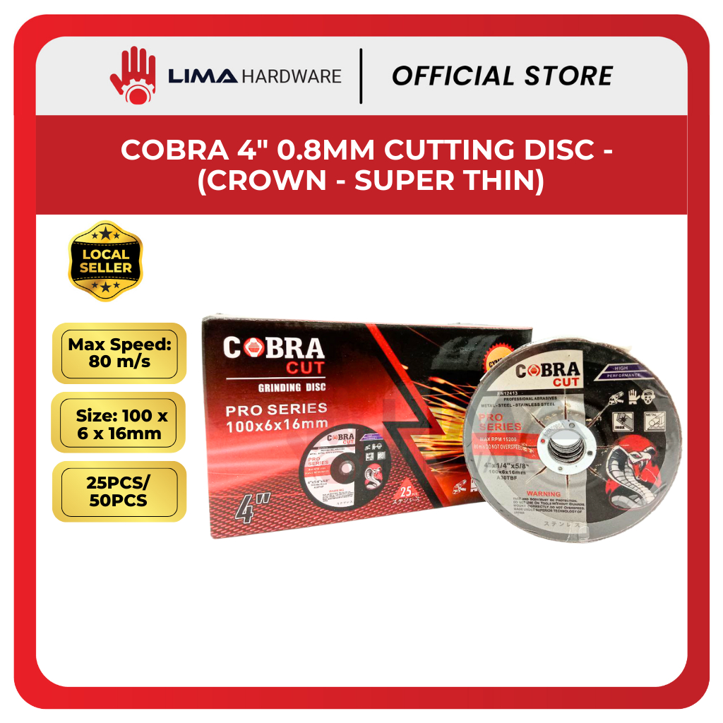 COBRA Grinding Disc, Cakera Pengisar (PRO) 4" 6.0MM 5/25 PCS | Shopee ...