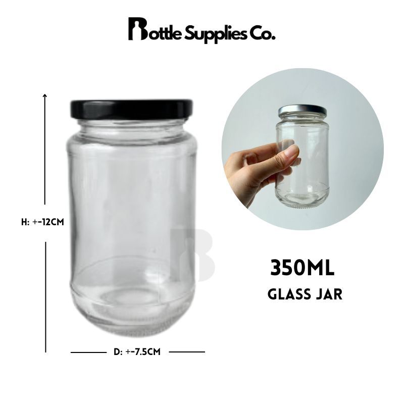 350ml Round Pickling Jar/ Botol Jam/ Screw Top Round Flavors Lolly ...
