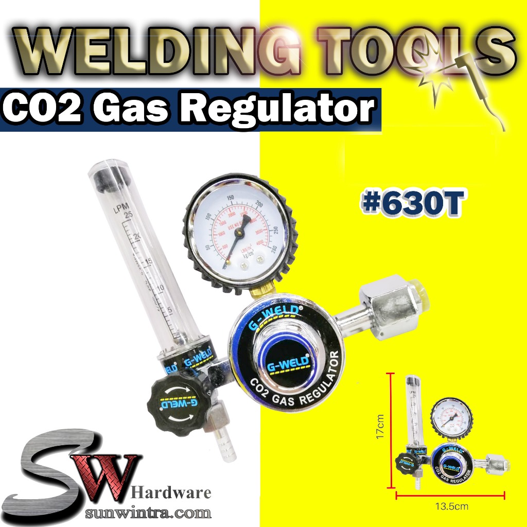 G-WELD Welding Regulator CO2 Pressure Gas Mig Tig Flow Meter Gauge ...