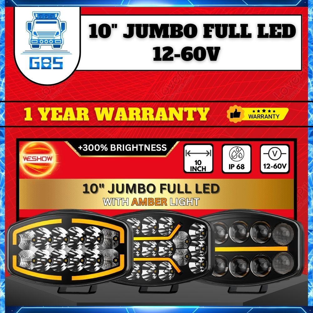 GBS Truck/Lori 10 Inch Jumbo Spotlight 12-60V Super Bright White Full ...