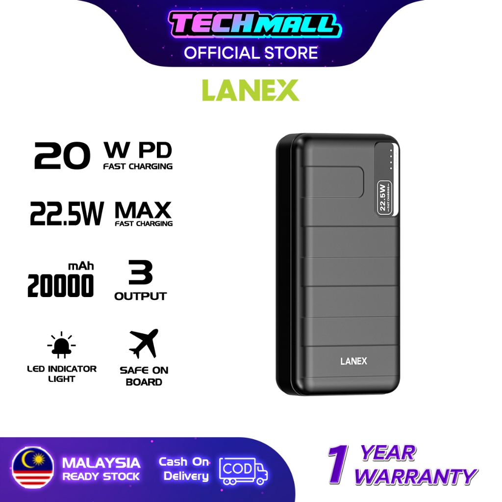 LANEX LP15/LP16 22.5W + PD 20W FAST CHARGING POWER BANK 10000MAH ...