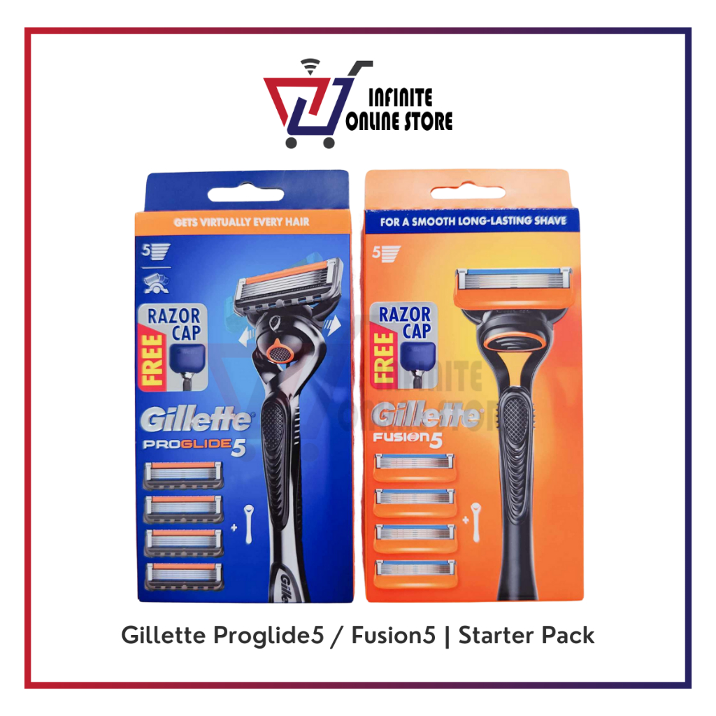 GILLETTE Proglide 5 / Fusion 5 Set Starter Kit (1 Handle + 4 Blades ...