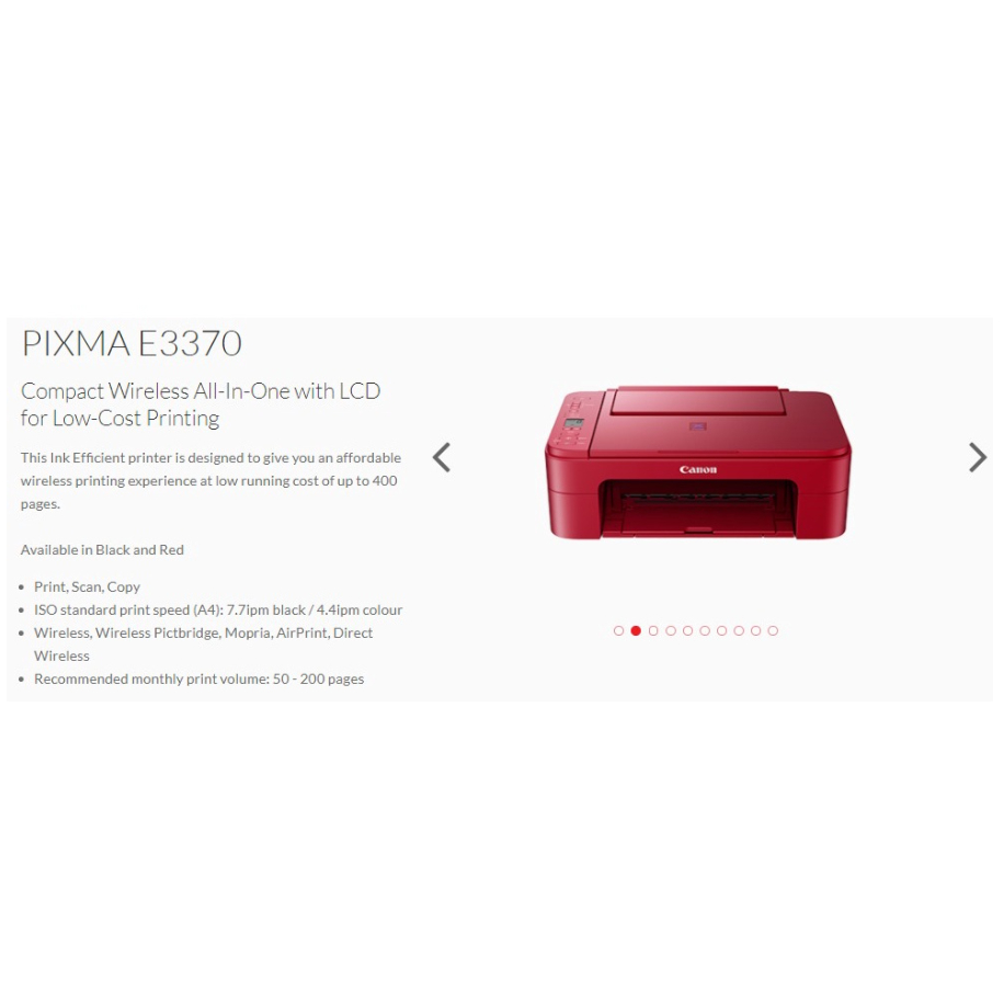 Canon Pixma E3370 Red All In One Wireless A4 Color Inkjet Printer ...