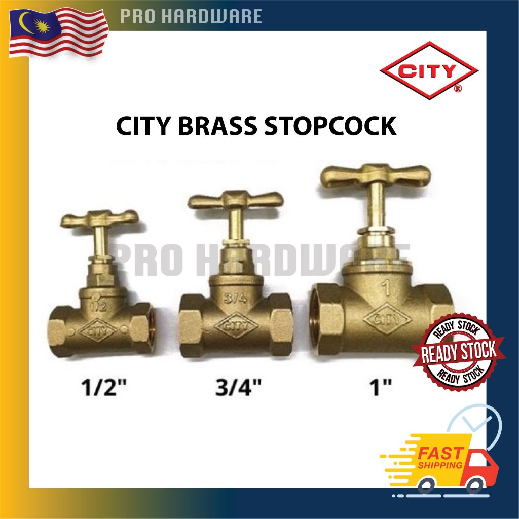 100% ORIGINAL BRAND CITY HIGH QUALITY BRASS STOP COCK STOPCOCK 1/2 ...