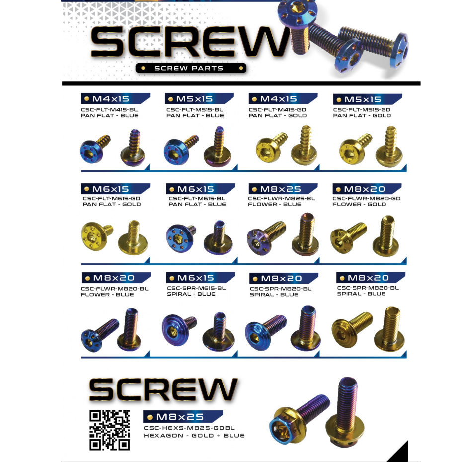 UNIVERSAL SKRU M4 M5 M6 M8 COLOR SCREW (PAN FLAT,FLOWER,SPIRAL,HEXAGON ...