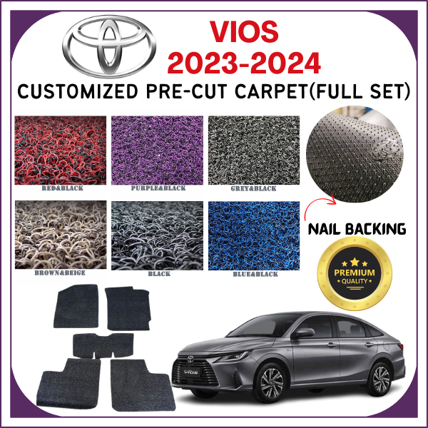 TOYOTA VIOS 2023-2025 CUSTOMIZED 12MM CAR CARPET COIL MAT FLOOR MAT ...