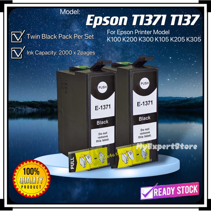 Local ready stock 2 Pack T137 E-137 T1371 T 137 Black Print Ink ...