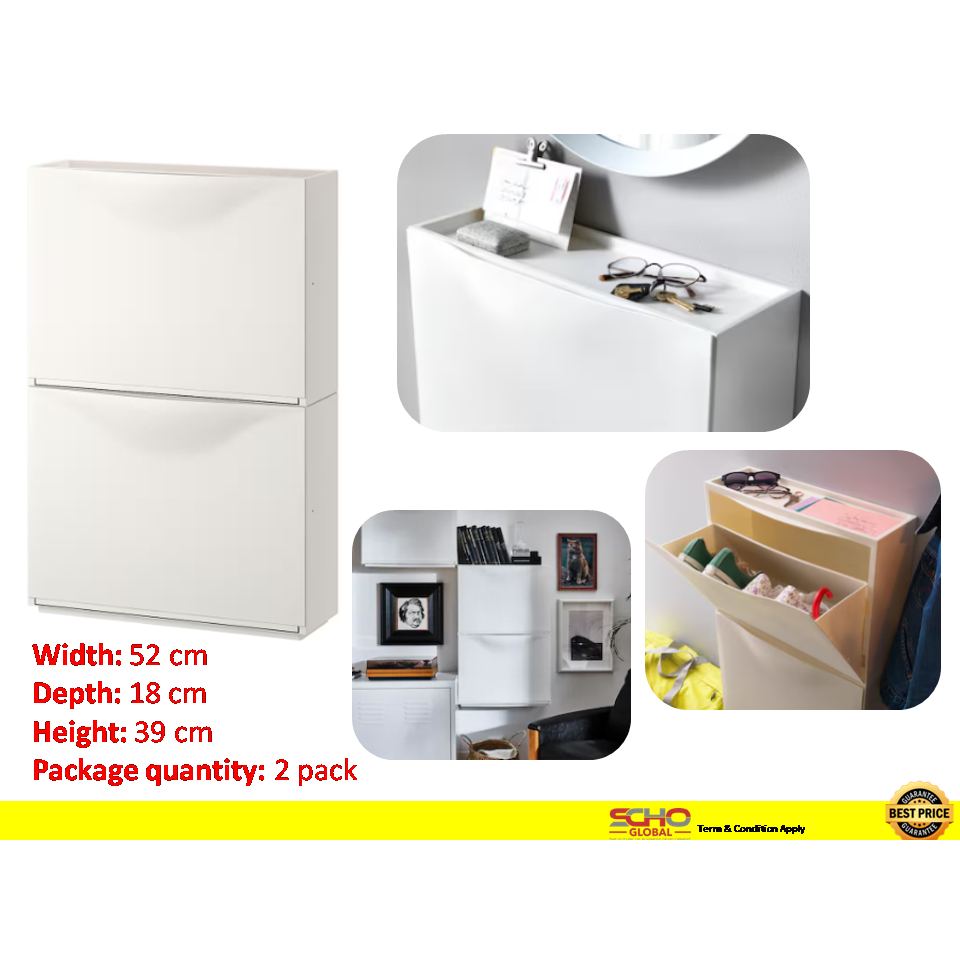 IKEA-TRONES Shoe cabinet/storage, white, 52x18x39 cm (2pack) | Shopee ...