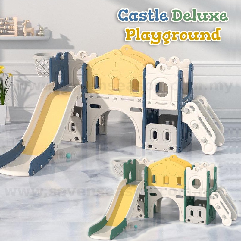 INDOOR OUTDOOR MINI CASTLE DELUXE CENTRE PLAYGROUND TUNNEL HOUSE SLIDE ...