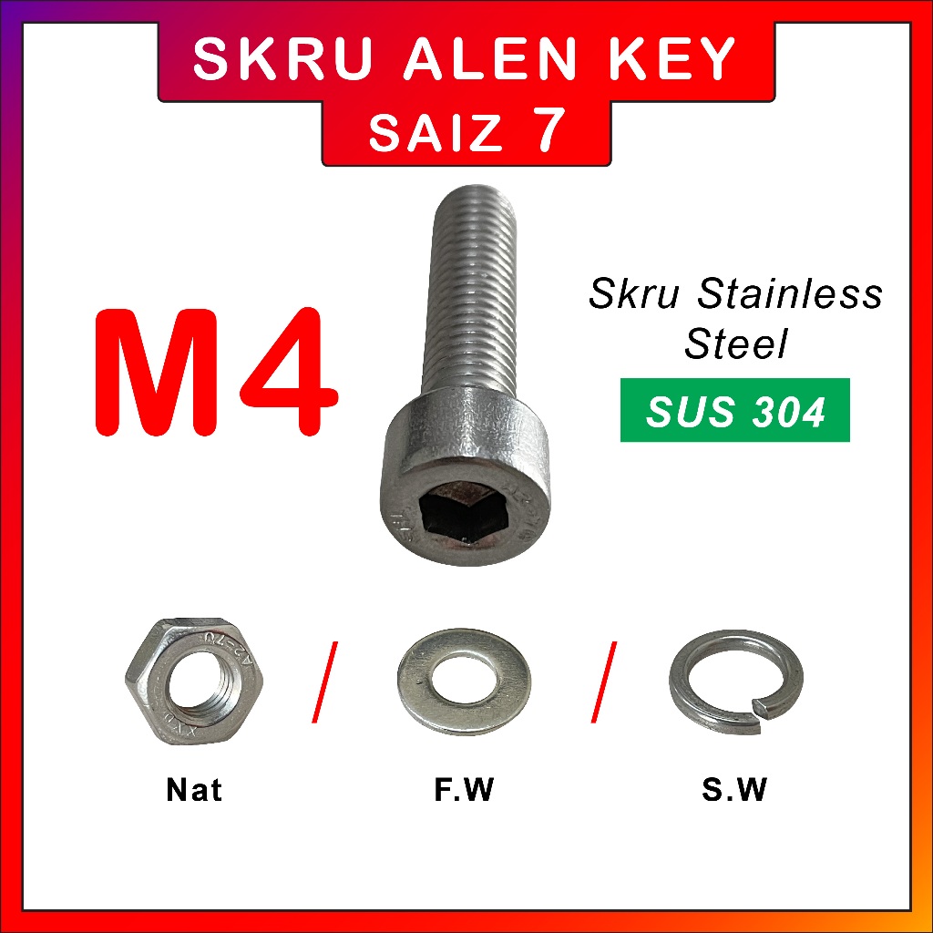 STAINLESS STEEL (M4) HEXAGON SOCKET HEAD CAP SCREW ALLEN KEY SCREW ...