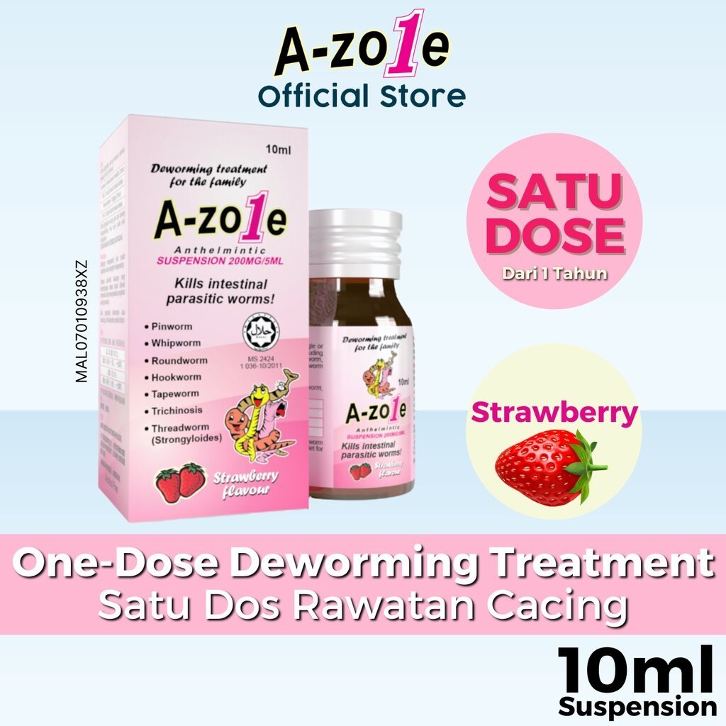 A-ZOLE SUSPENSION UBAT CACING STRAWBERRY KANAK KANAK DAN DEWASA 10ML | Shopee Malaysia
