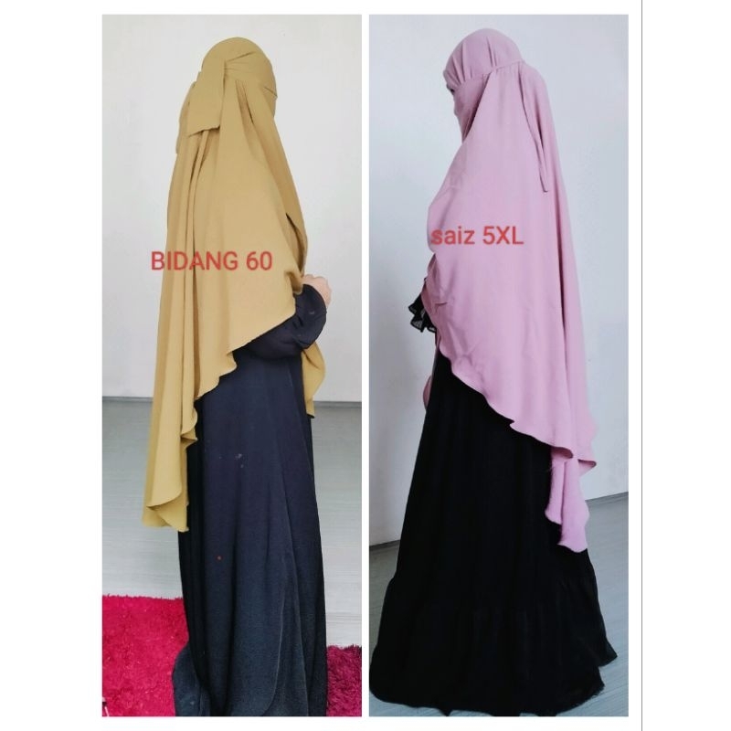 tudung labuh 3XL & 5XL iron les/tudung labuh tak perlu gosok/tudung ...