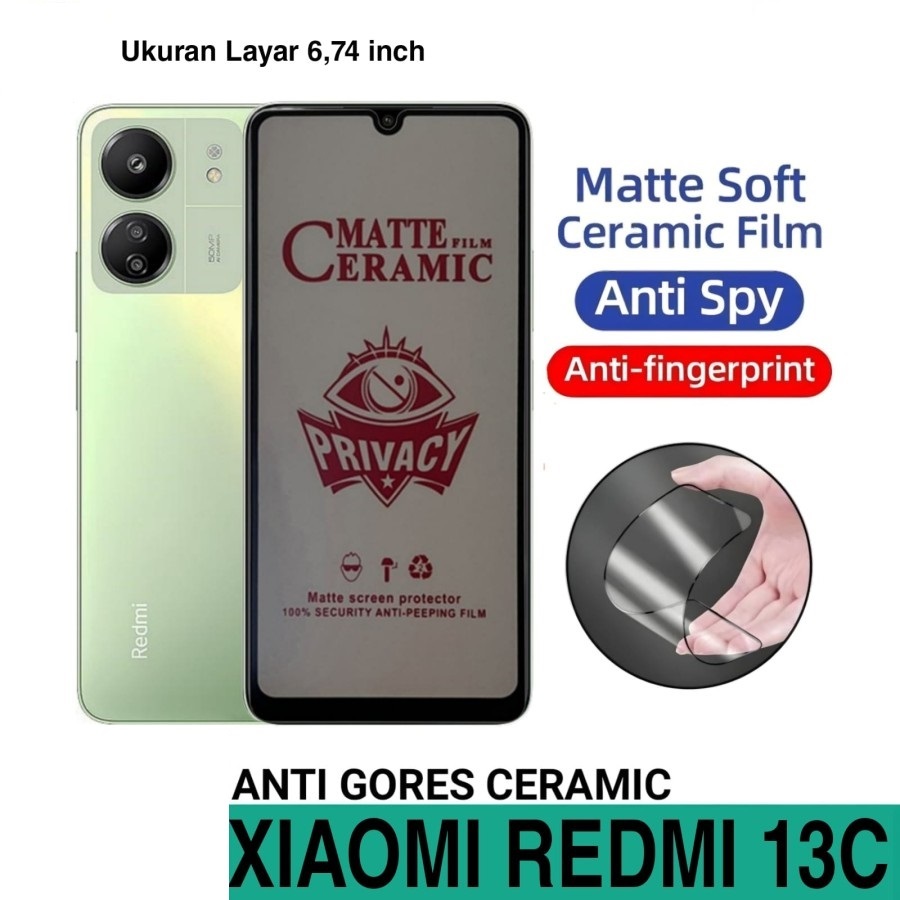 Redmi 13C Anti Spy Screen Protector (CERAMIC MATTE PRIVACY) | Shopee ...