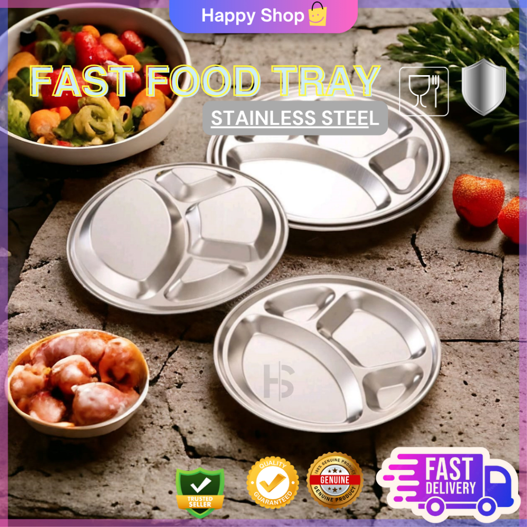 30cm/32cm STAINLESS STEEL NON MAGNETISM SERVING TRAY/FAST FOOD ROUND ...