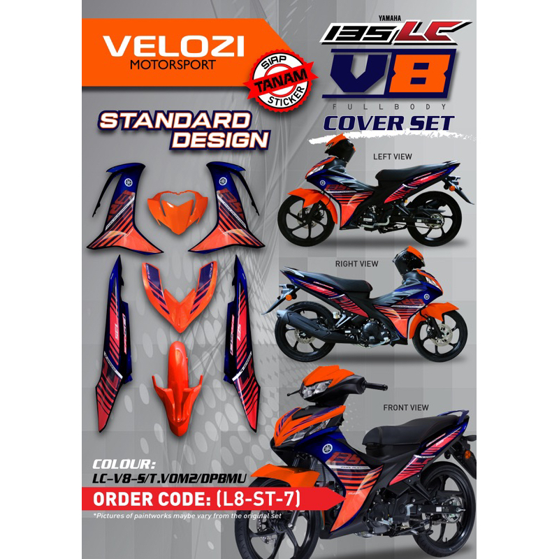 COVERSET LC V8 ORIGINAL VELOZI STANDART DESIGN OREN PURBA BATMAN STRIPE ...