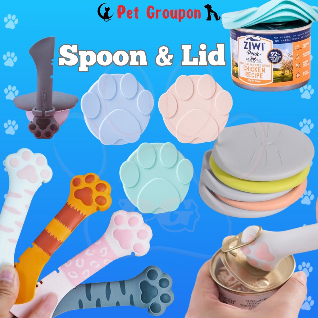 💯PG🥊 Pet Spoon Can Lids Silicone Sealing Fresh Wet Food Cat Dog Paw ...