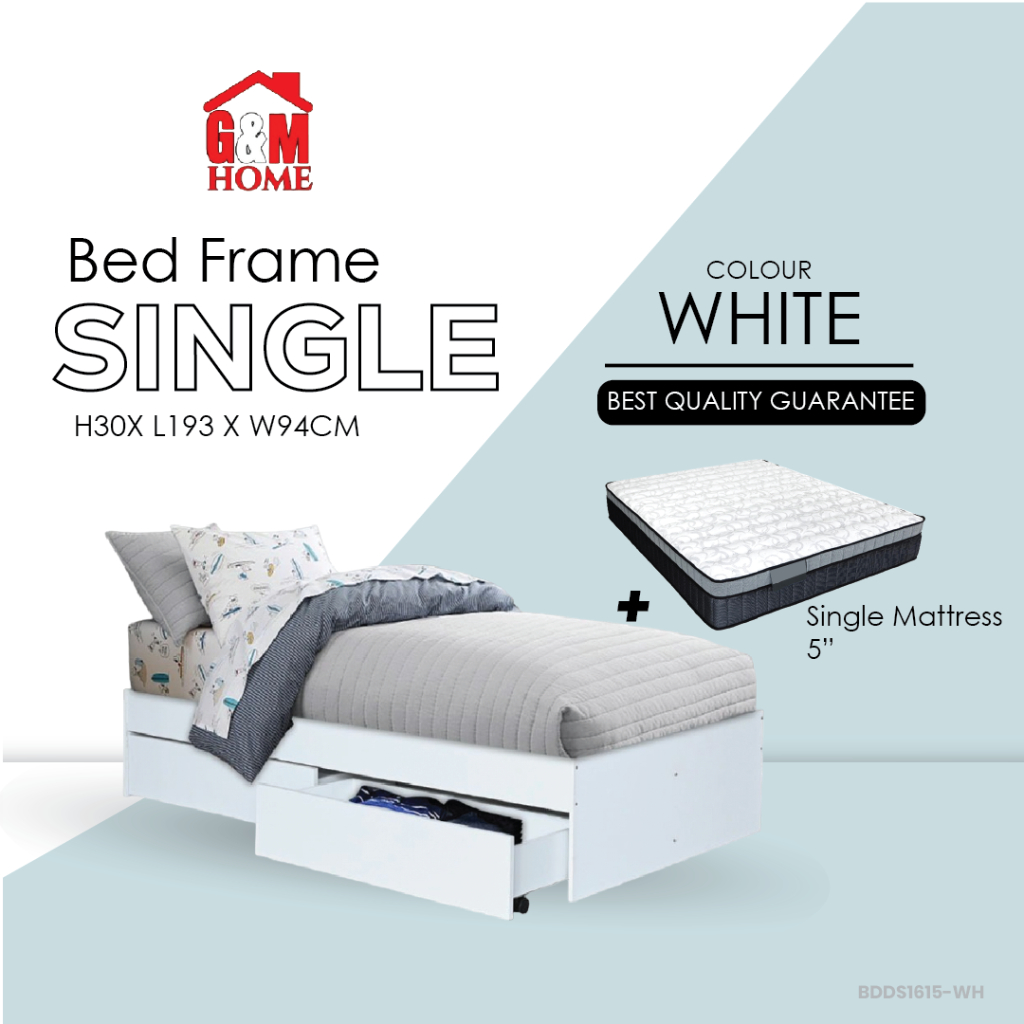 Wooden Single Bed Frame Tilam Mattress Katil Double Kayu Queen Size ...