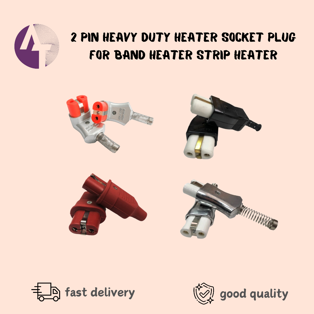 2 Pin Heavy Duty Heater Socket Plug for Band Heater Strip Heater ...